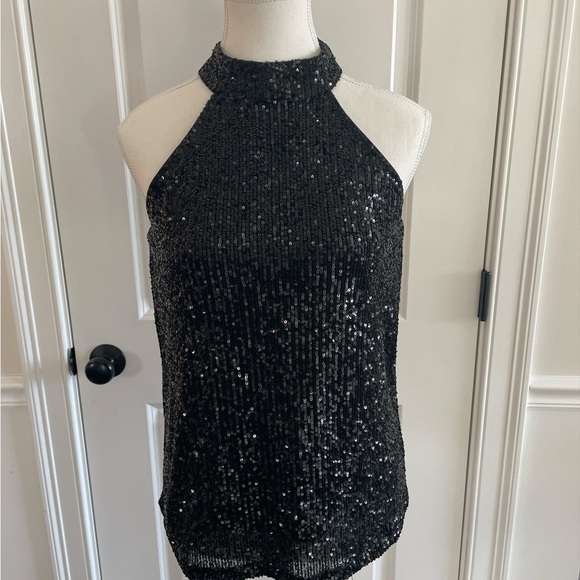 Cable & Gauge | Tops | Sequin Cable And Gauge Going Out Black Halter ...